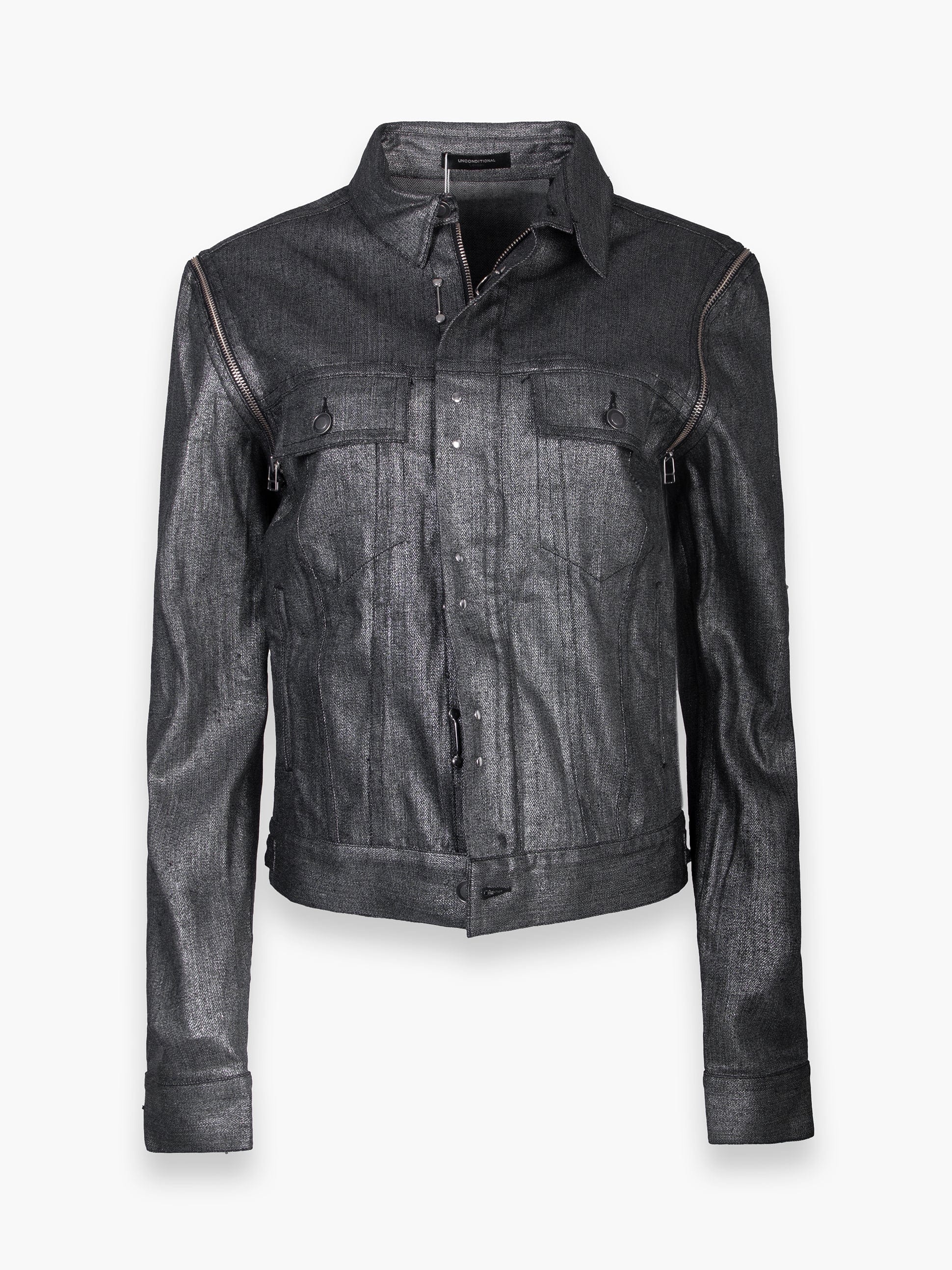 Black Shiny Denim Jacket | UNCONDITIONAL