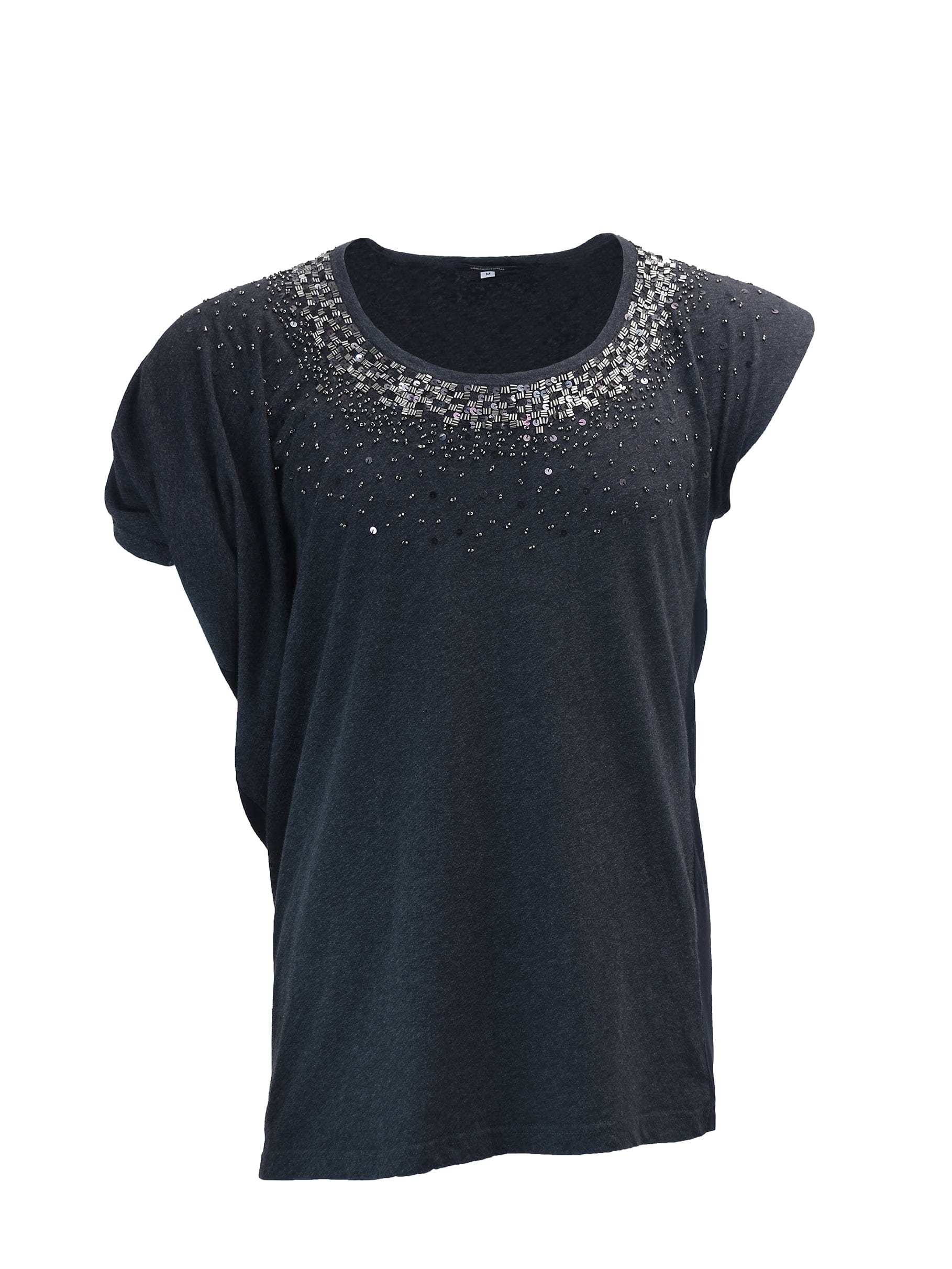 Dark Grey Asymmetric Sequin T-Shirt | UNCONDITIONAL