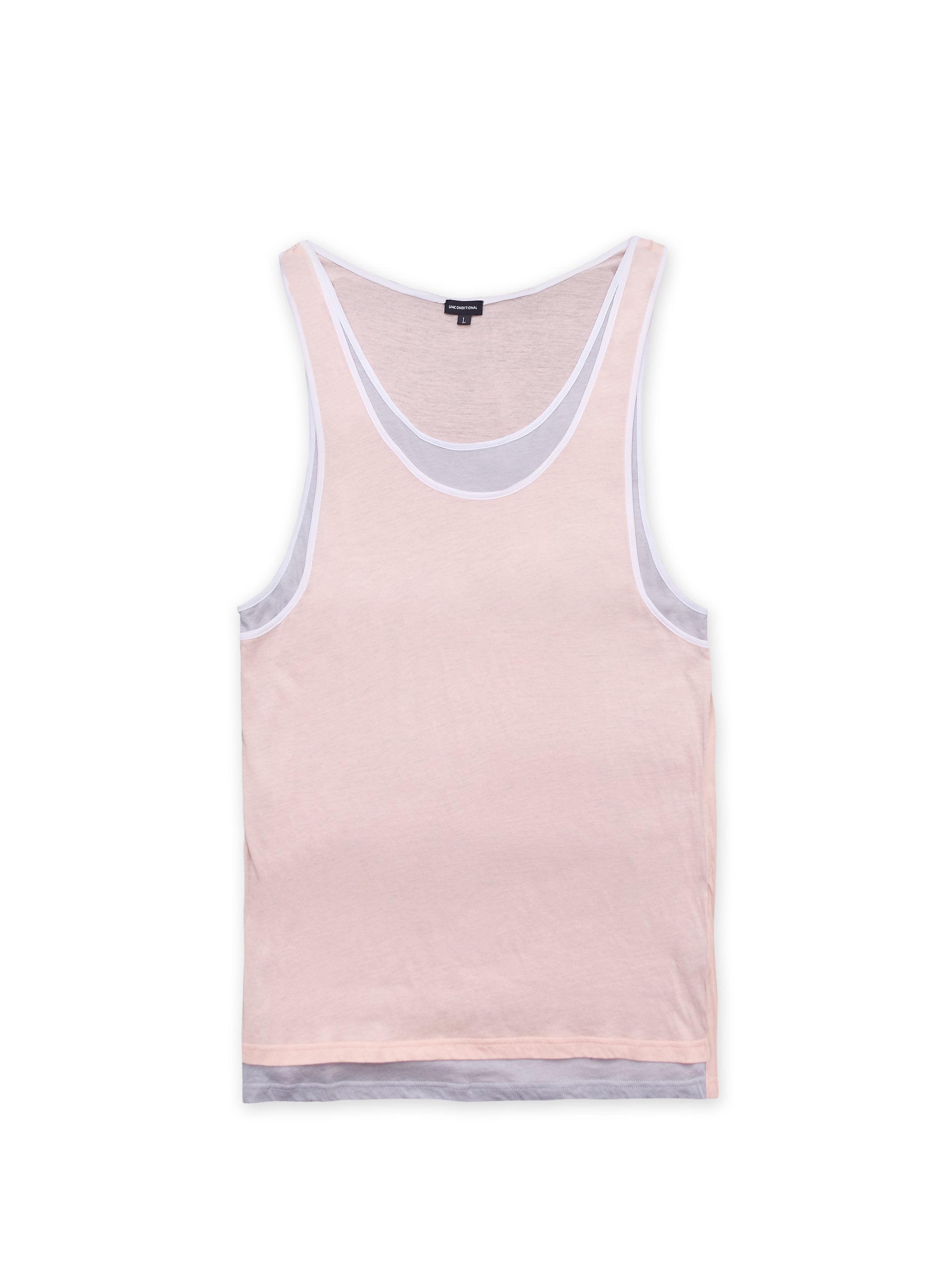 Grey and Salmon Pink Double Layered Vest | UNCONDITIONAL