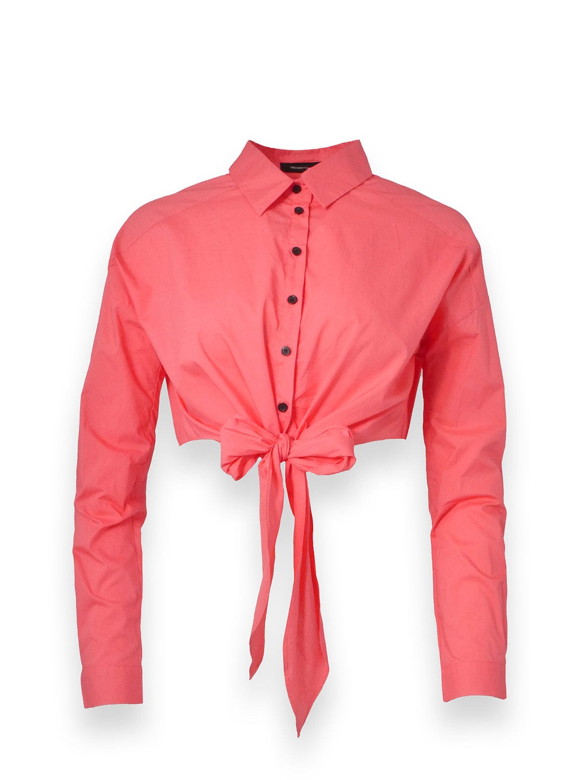 Hot Pink Tie Up Cropped Shirt | UNCONDITIONAL