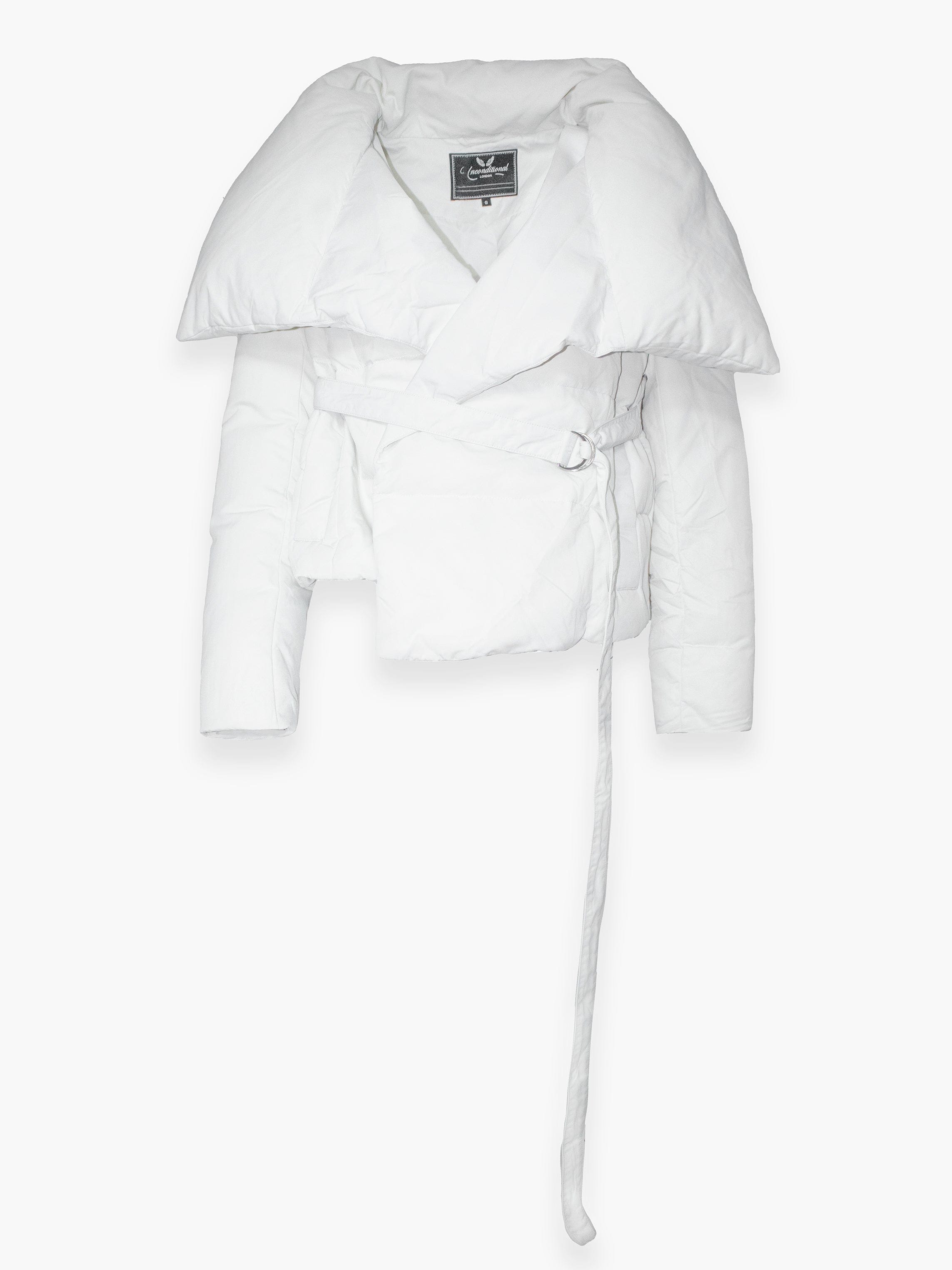 Oversized Wrap Puffer Jacket with Sculptural Collar | UNCONDITIONAL
