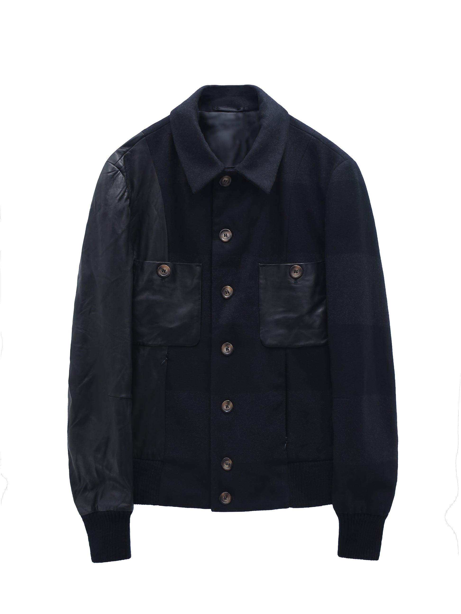 Black Jacket with Paper Leather Detailing | UNCONDITIONAL