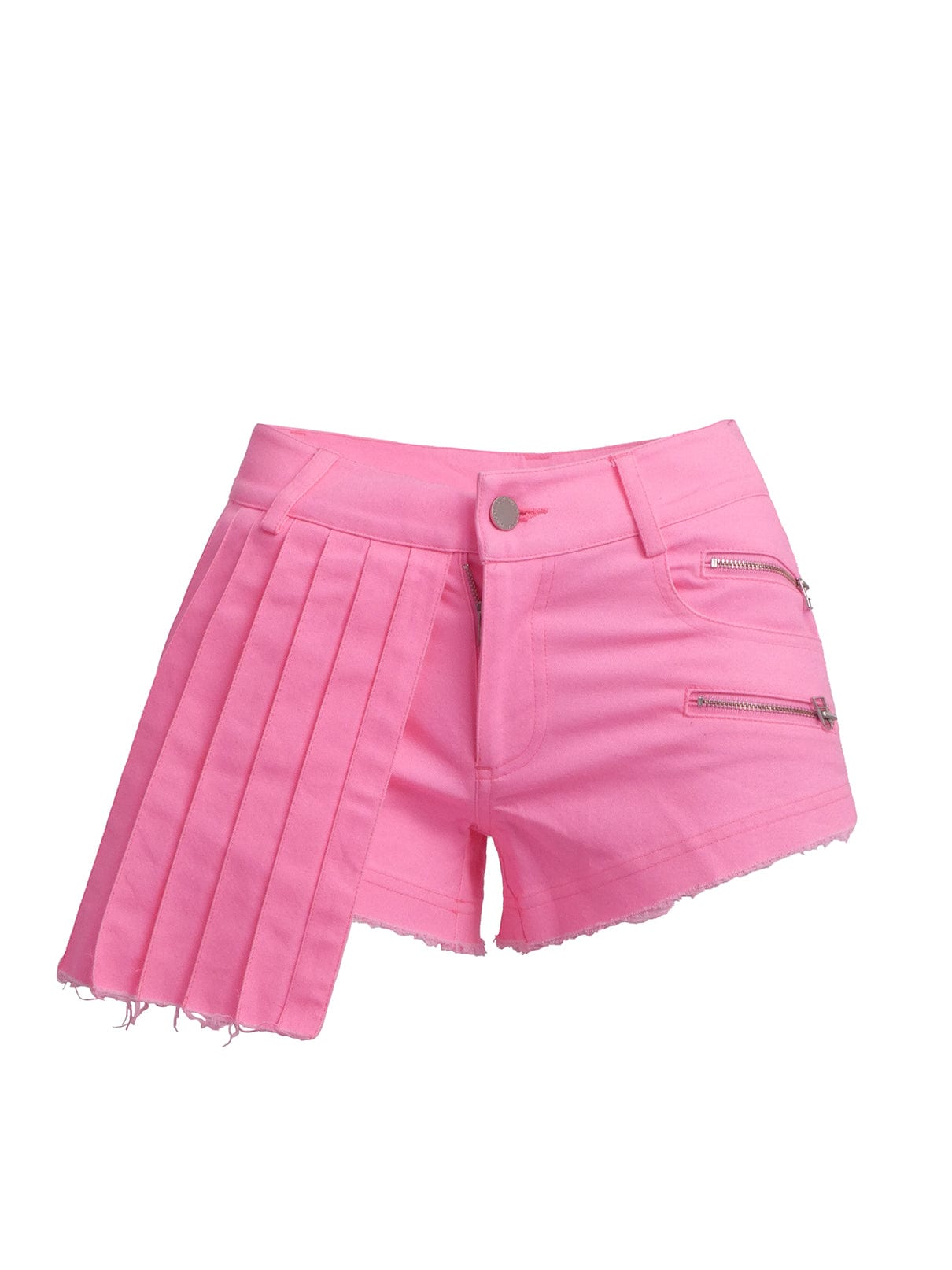 Pink Jeans Shorts with Pleated Detail | UNCONDITIONAL