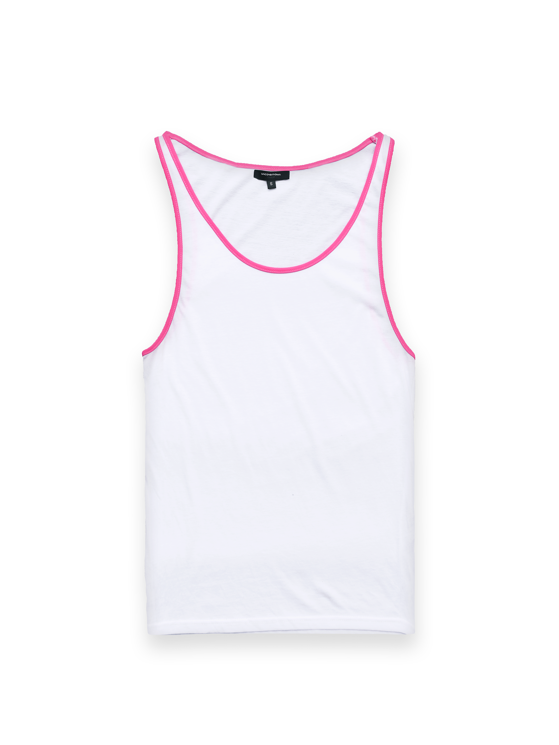White Vest with Neon Pink Piping | UNCONDITIONAL